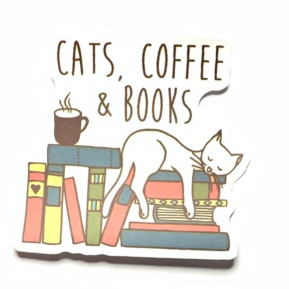 Accessories | Cats Coffee And Books Vinyl Sticker | Poshmark